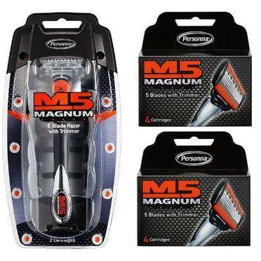 M5 Magnum 5 Razor with Trimmer, 2 Refill Blades and Travel Case ...