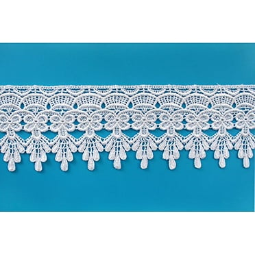 Altotux 3" inches White and Ivory Floral Venice Lace Trim By Yard ...