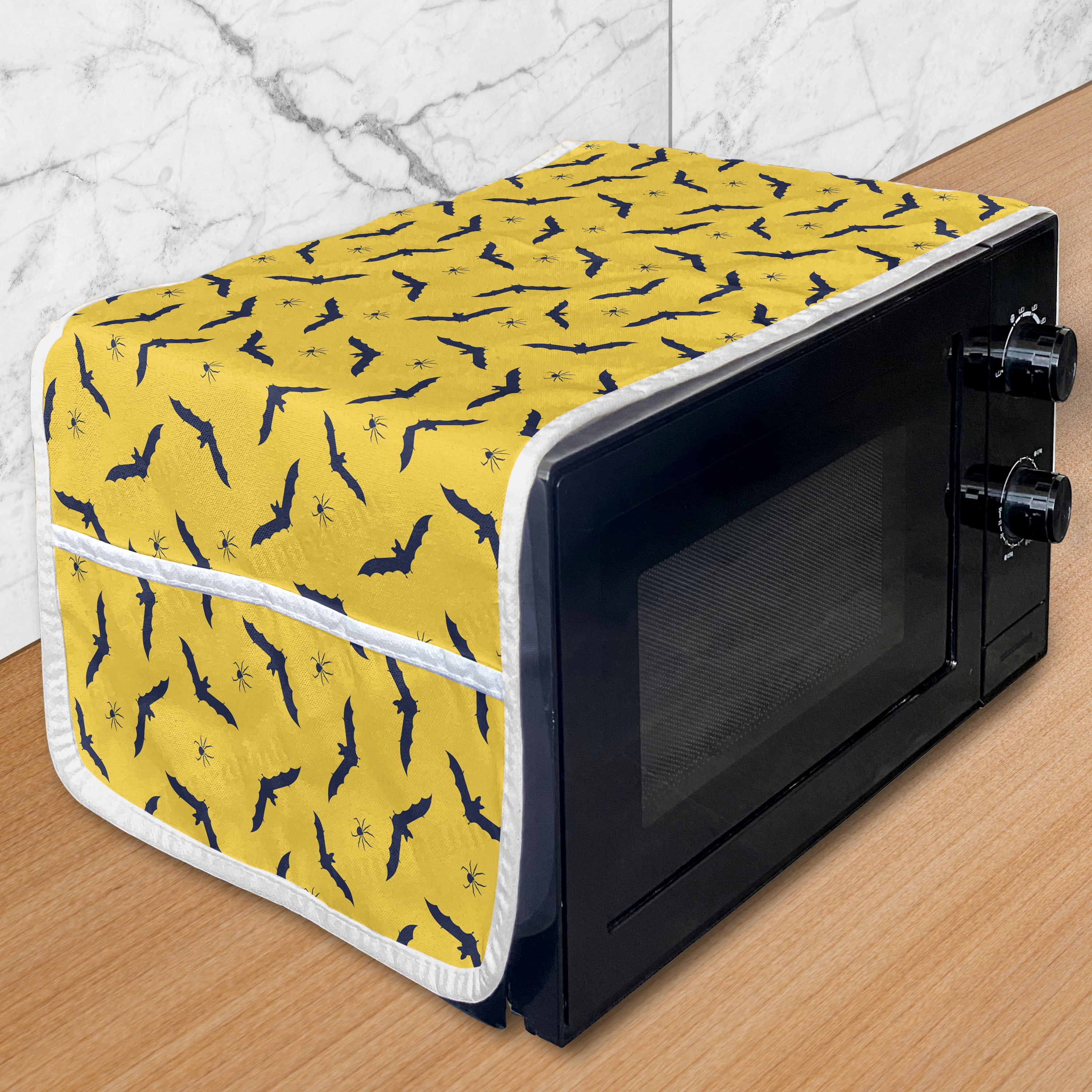 Halloween Microwave Oven Cover, Horror Theme Bats and Spiders Patterns ...