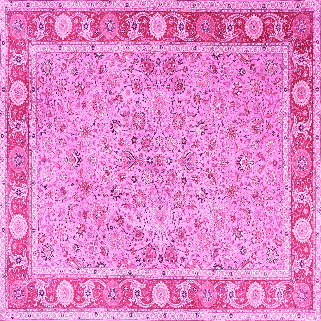 Ahgly Company Indoor Square Persian Pink Traditional Area Rugs, 6 ...
