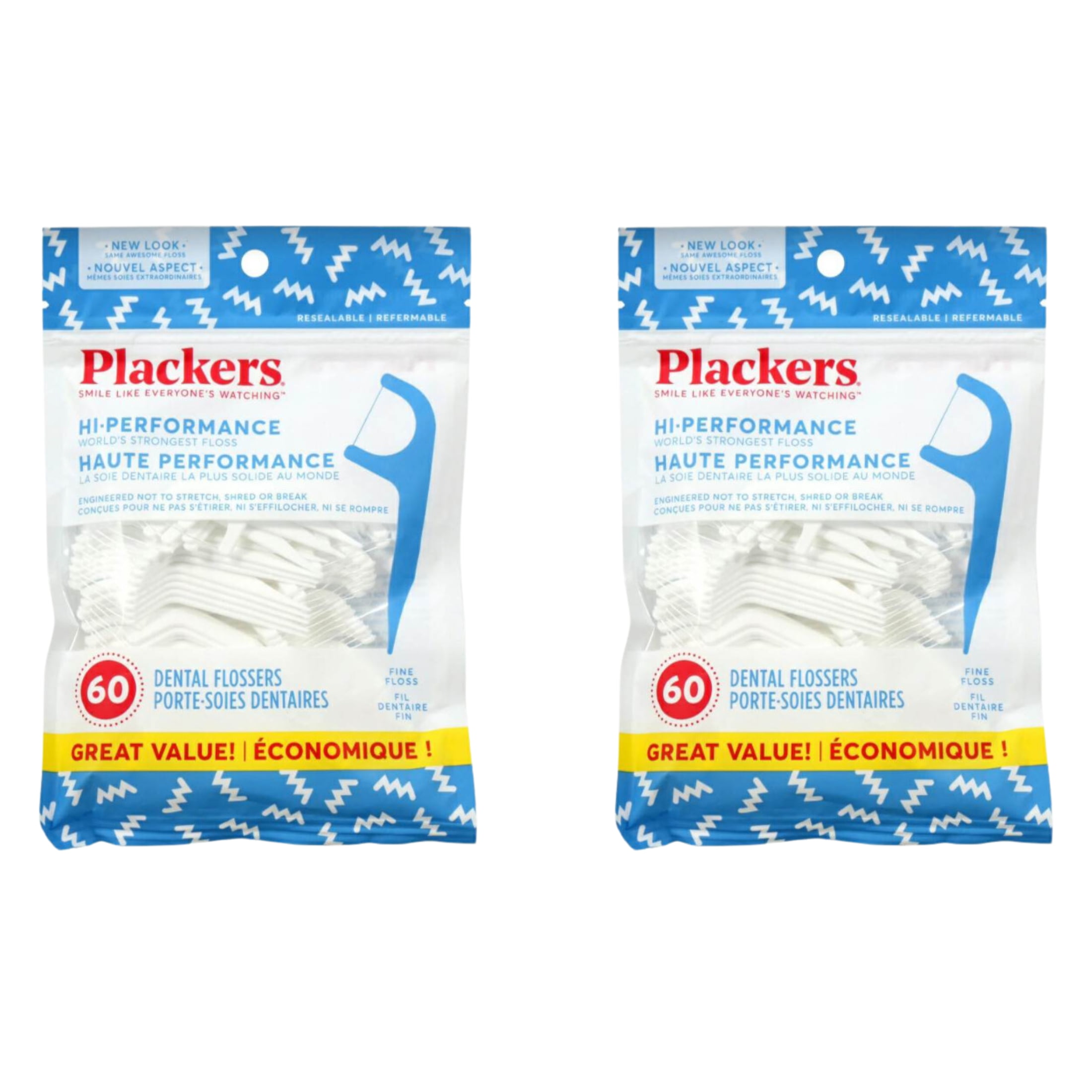 JSC Plackers Hi-Perfomance Dental Flossers 60pcs Perfect for Tight ...