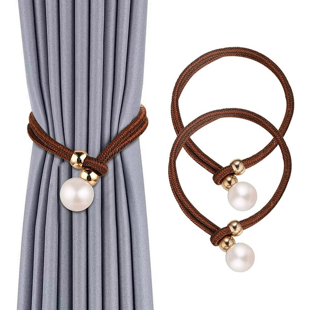 2 Pack Curtain Tiebacks, Adjustable Pull-Out Rope Tie Back with Large ...