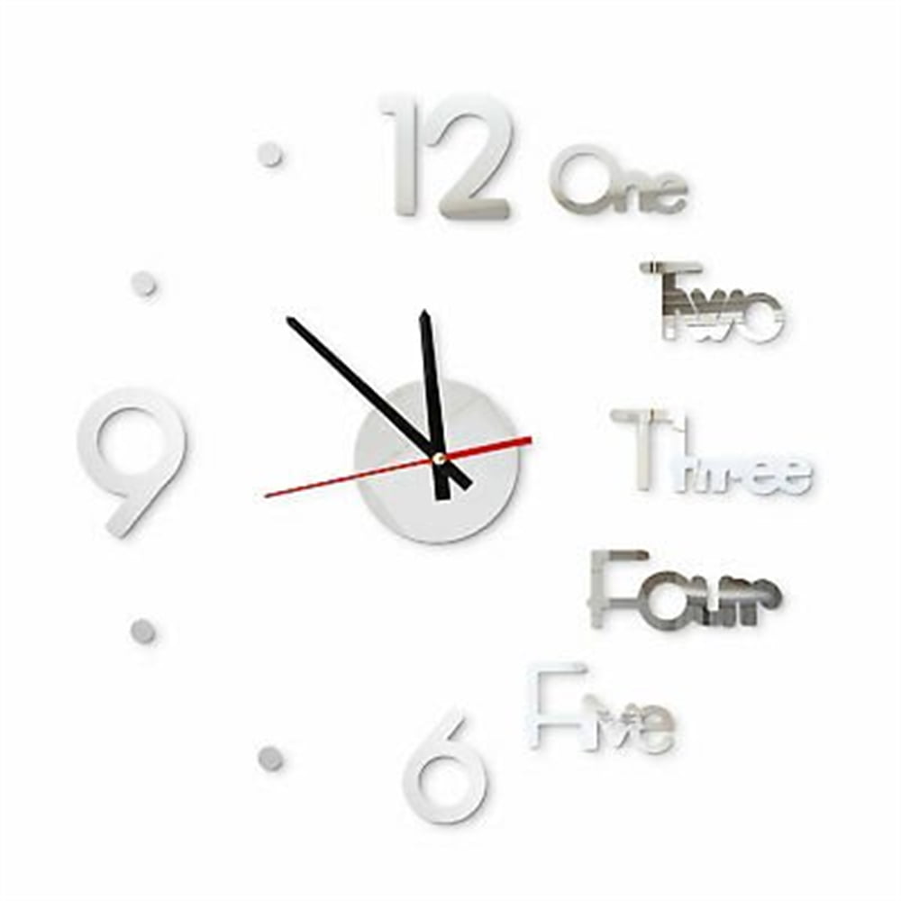Chok Modern Frameless DIY Wall Clock Large 3D Wall Watch Mirror Numbers ...