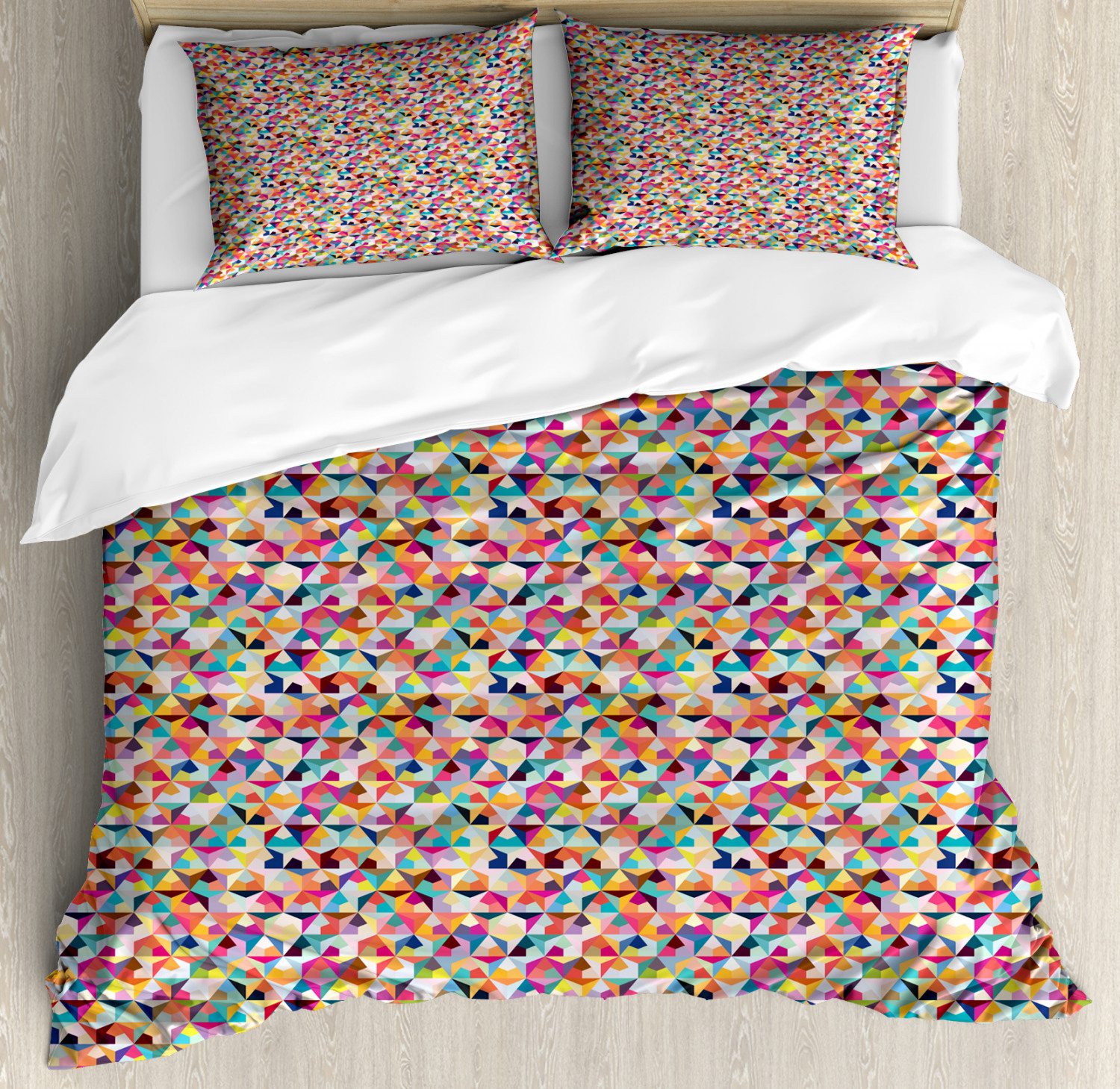 Geometric Duvet Cover Set Queen Size, Agular Triangle Pattern Polygons ...