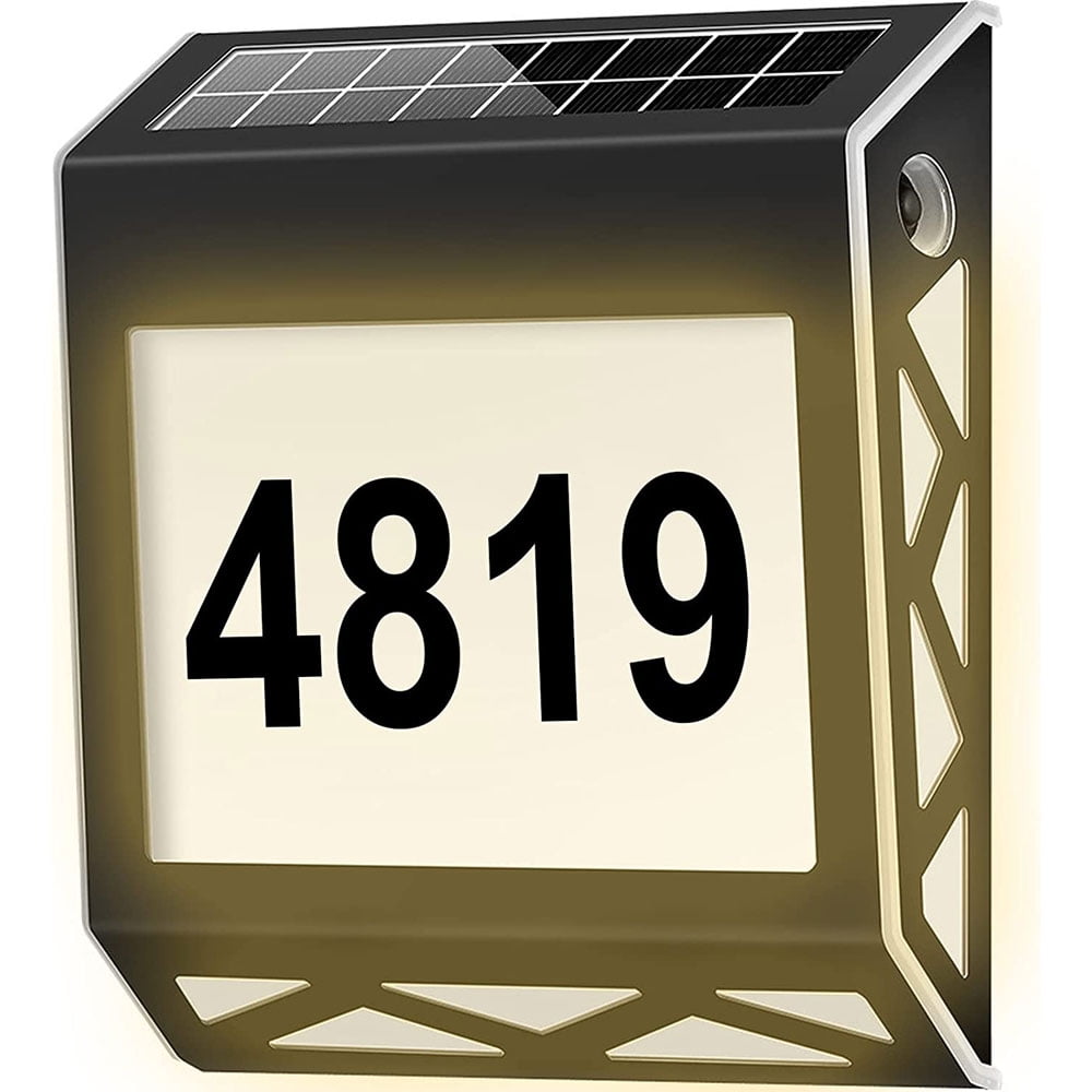 Solar Powered Address Sign, Waterproof LED Illuminated, Smart Switch ...
