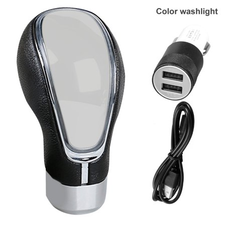 Car Gear Shift Knob Faux Leather Shifter LED Sensor Light Shift Knob ...