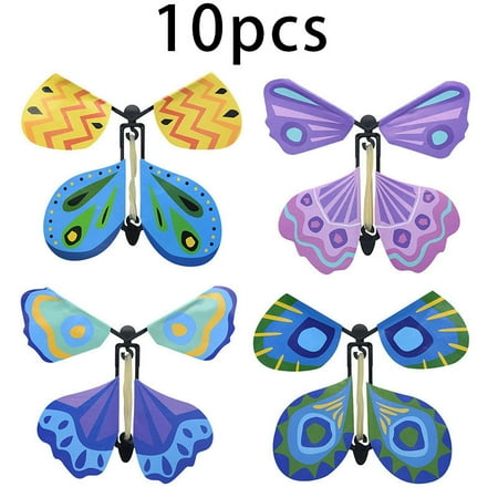 10pcs Fluttering Flying Butterfly Wind up Butterfly Flutter Card Prank ...