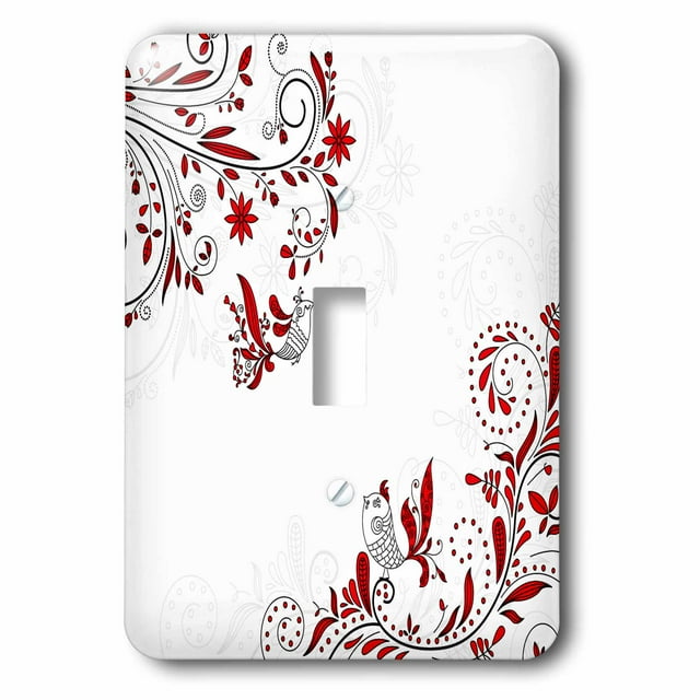 3dRose Cute Red and White Zentangle Birds and Leafy Flourishes - Single ...