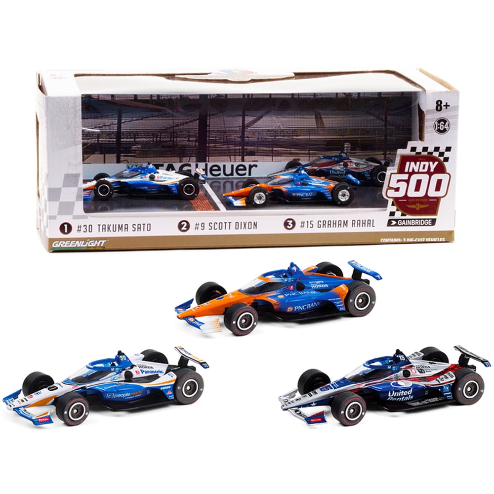2020 Indianapolis 500 Podium Set of 3 IndyCars 1/64 Diecast Model Cars ...