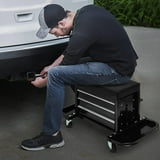 Aukfa Tool Chest Seat, Steel Rolling Tool Box with Wheels and Foldable ...