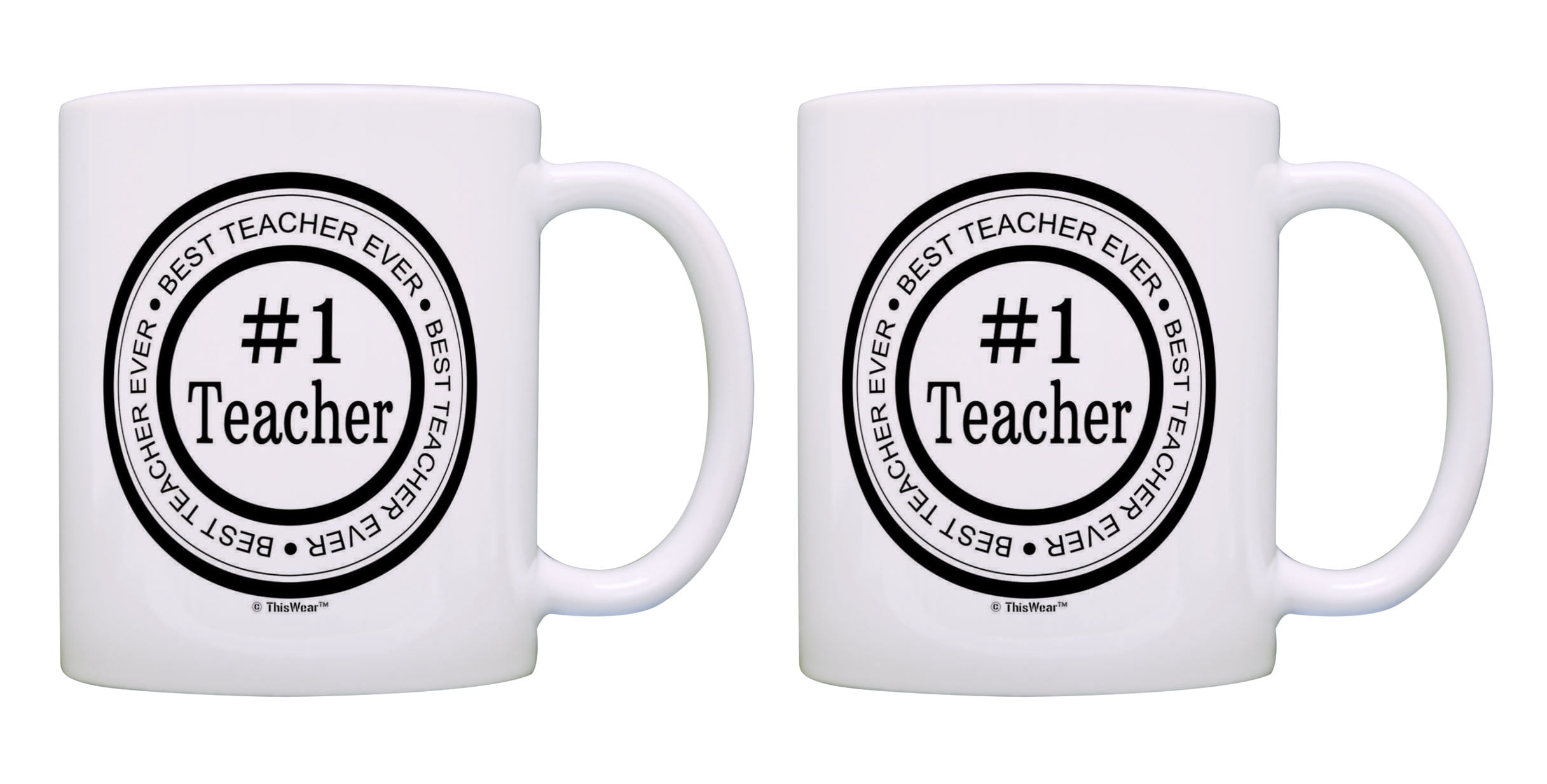 ThisWear School Teacher Mug Set Best Teacher Ever #1 Teacher Cups 11 ...