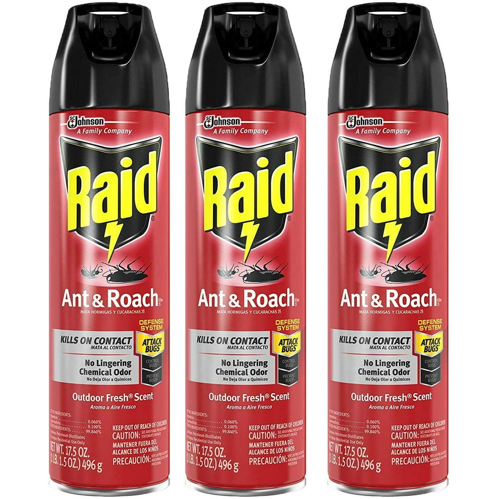 Raid 175 Oz Ant And Roach Killer Spray 3 Pk Red