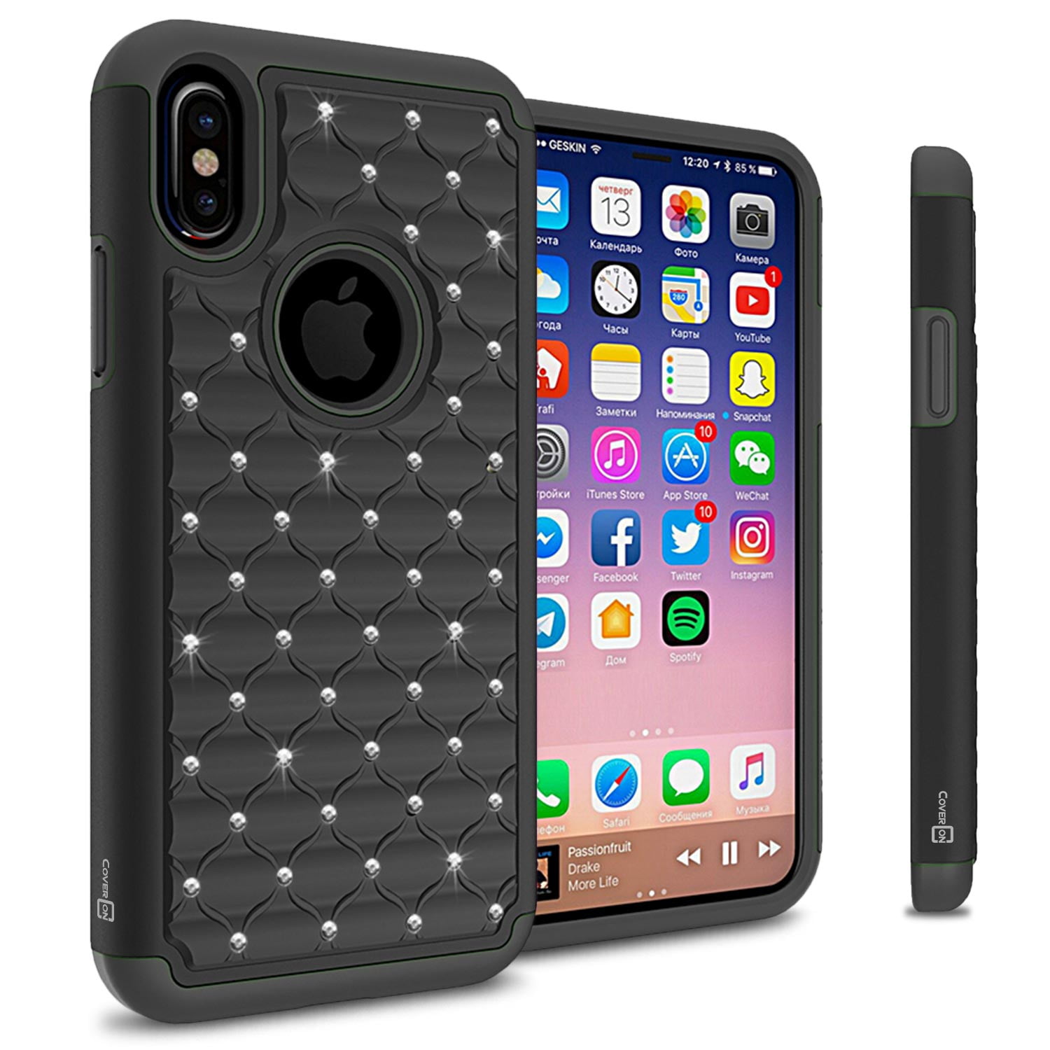 CoverON Apple iPhone X Case, Aurora Series Rhinestone Phone Cover ...