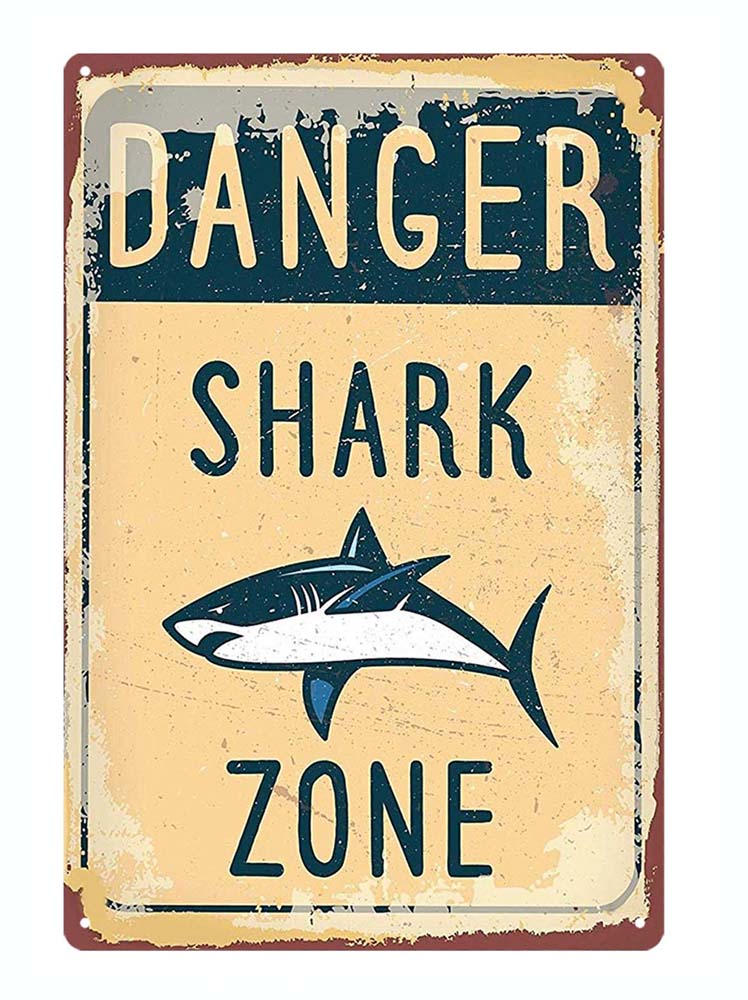 Danger Shark Zone metal tin sign vintage style reproduction 12 x 8 ...