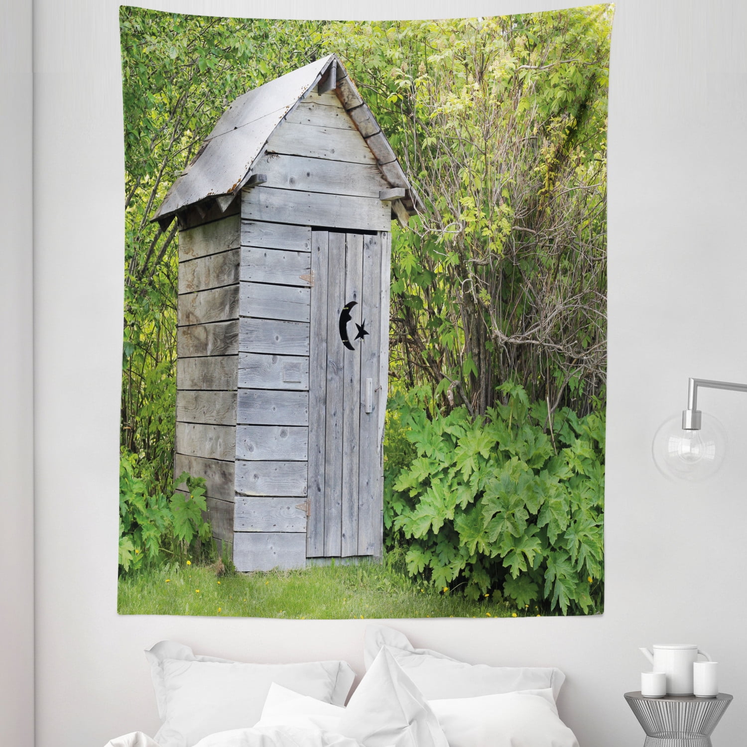Outhouse Tapestry, Vintage Farm Life Cottage Barn Shed in Forest Trees ...