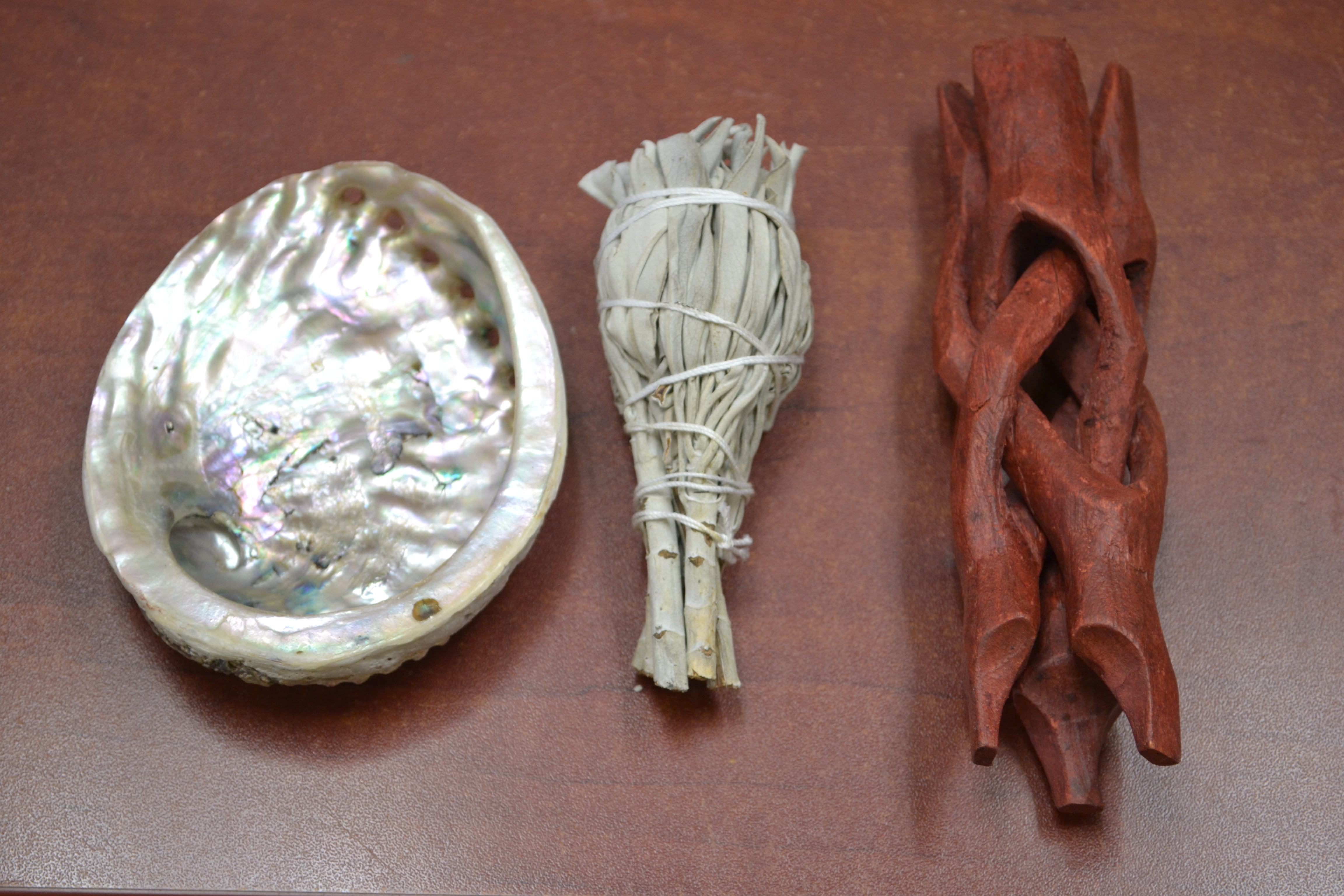 Mini White Sage With Abalone Shell And Wood Stand Smudging Burning Kit ...