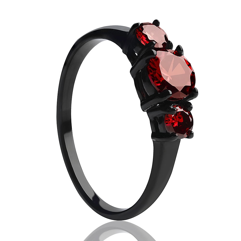 Solitaire Wedding Ring - Ruby Wedding Ring - Black Solitaire Ring ...