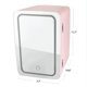 Personal Chiller Mini Fridge with LED Lighted Mirror Door, Coral ...