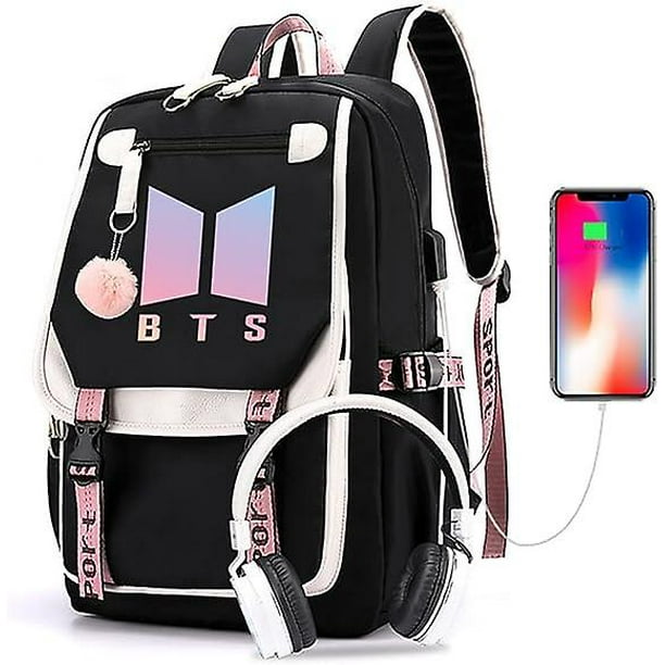 Kpop Bts School Backpack Merchandise, Features Usb And Audio Cable ...