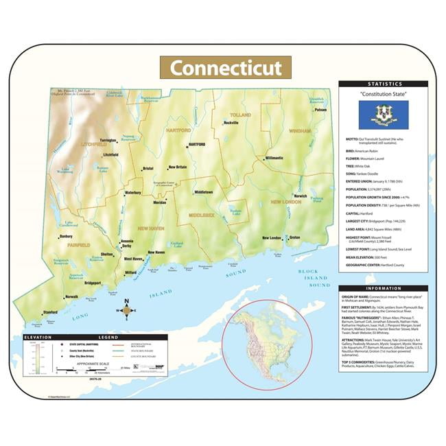 Univarsal 911640612001-64x54-LAM 64 x 54 in. Connecticut Large Scale ...