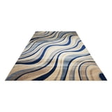 Nourison Somerset Modern Transitional Wave Area Rug Ivory/Blue 3'6" x 5 ...