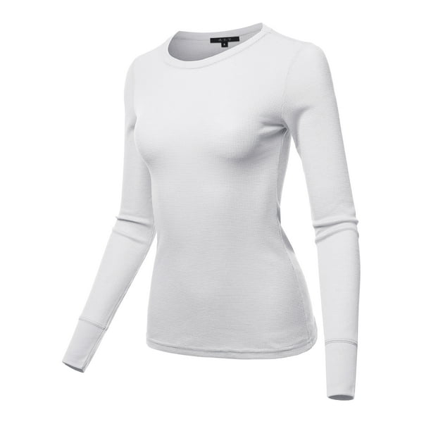 A2y A2y Womens Basic Solid Long Sleeve Crew Neck Fitted Thermal Top