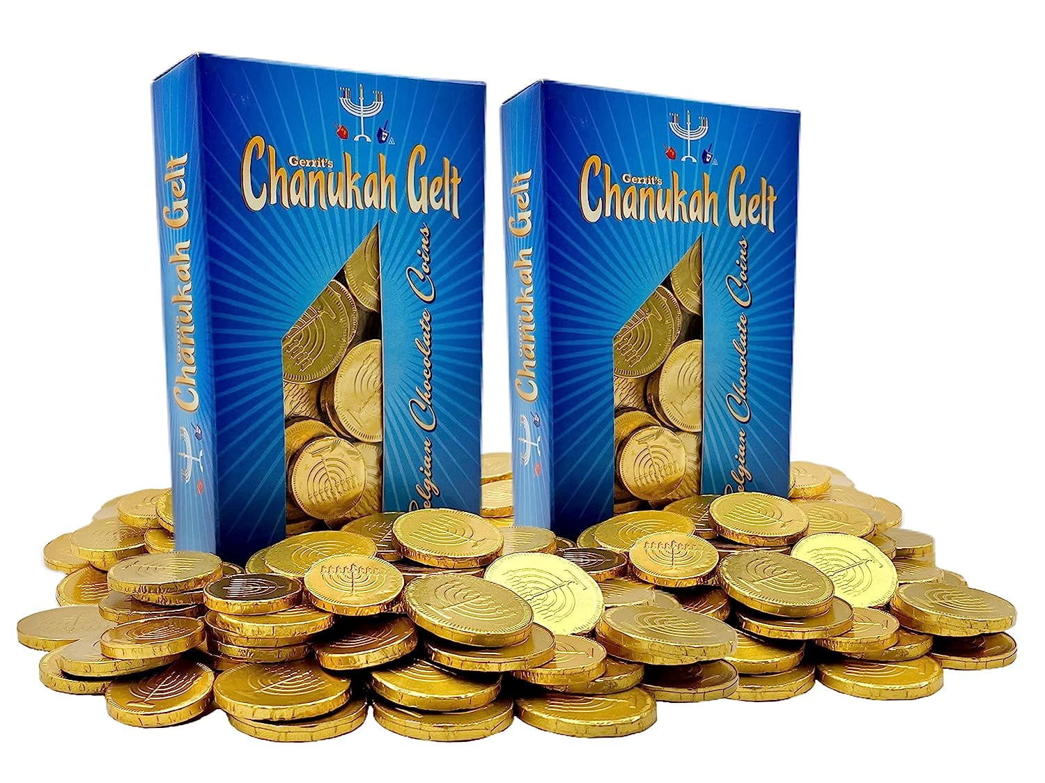 Hanukkah Gelt Milk Chocolate Gold Coins Candy, Bulk 2 Pounds (180 ct ...