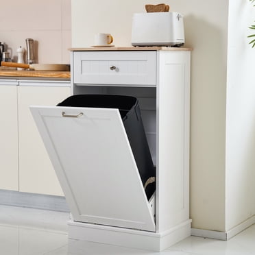 ELECWISH Kitchen Double Tilt Out Trash Can Cabinet, Freestanding ...