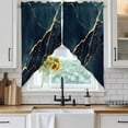 Black Blue Marble Swag Curtain Valance for Window 2 Panels Modern Art ...