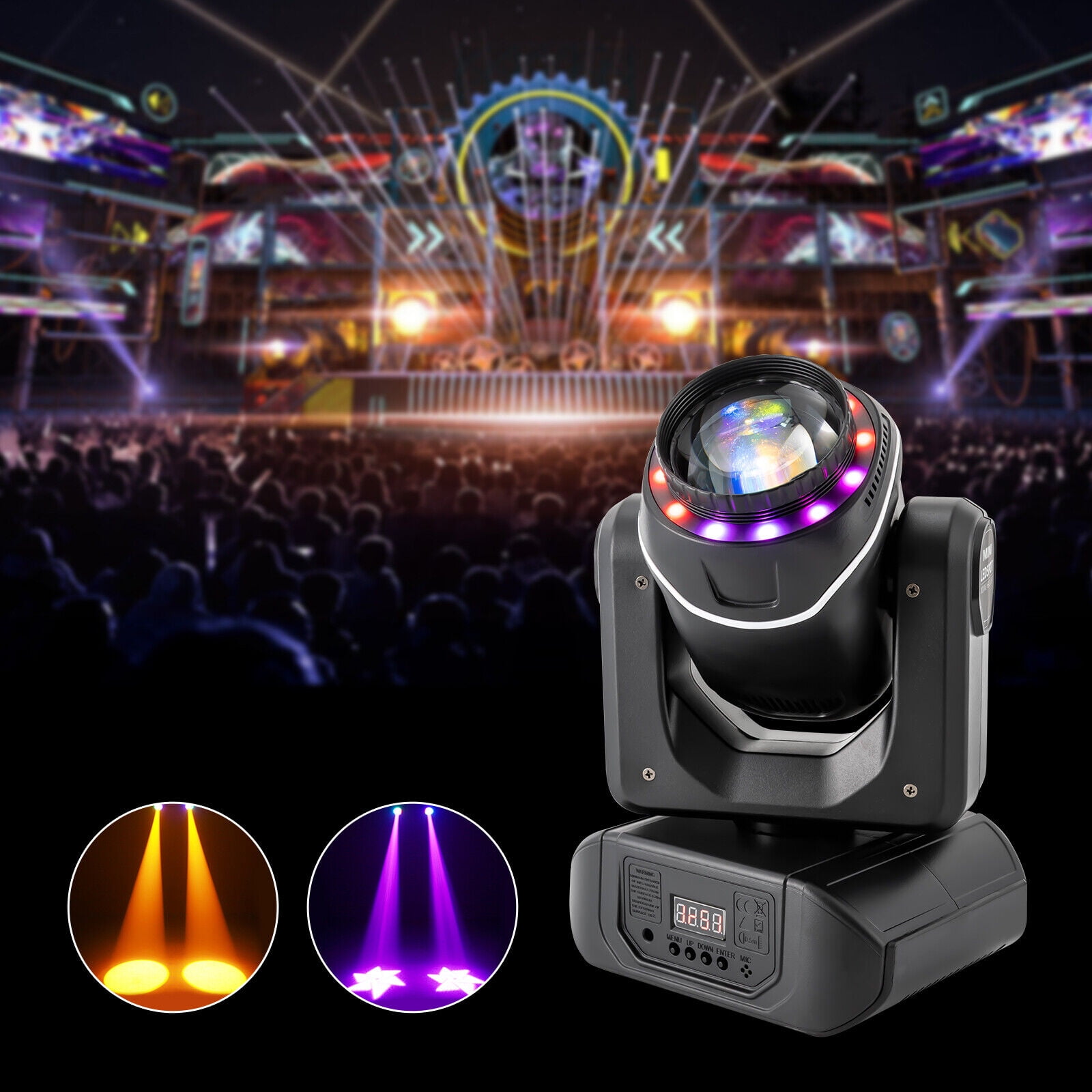 Miumaeov 80W LED Moving Head Light Featuring 18-Facet Prism 10 Patterns ...