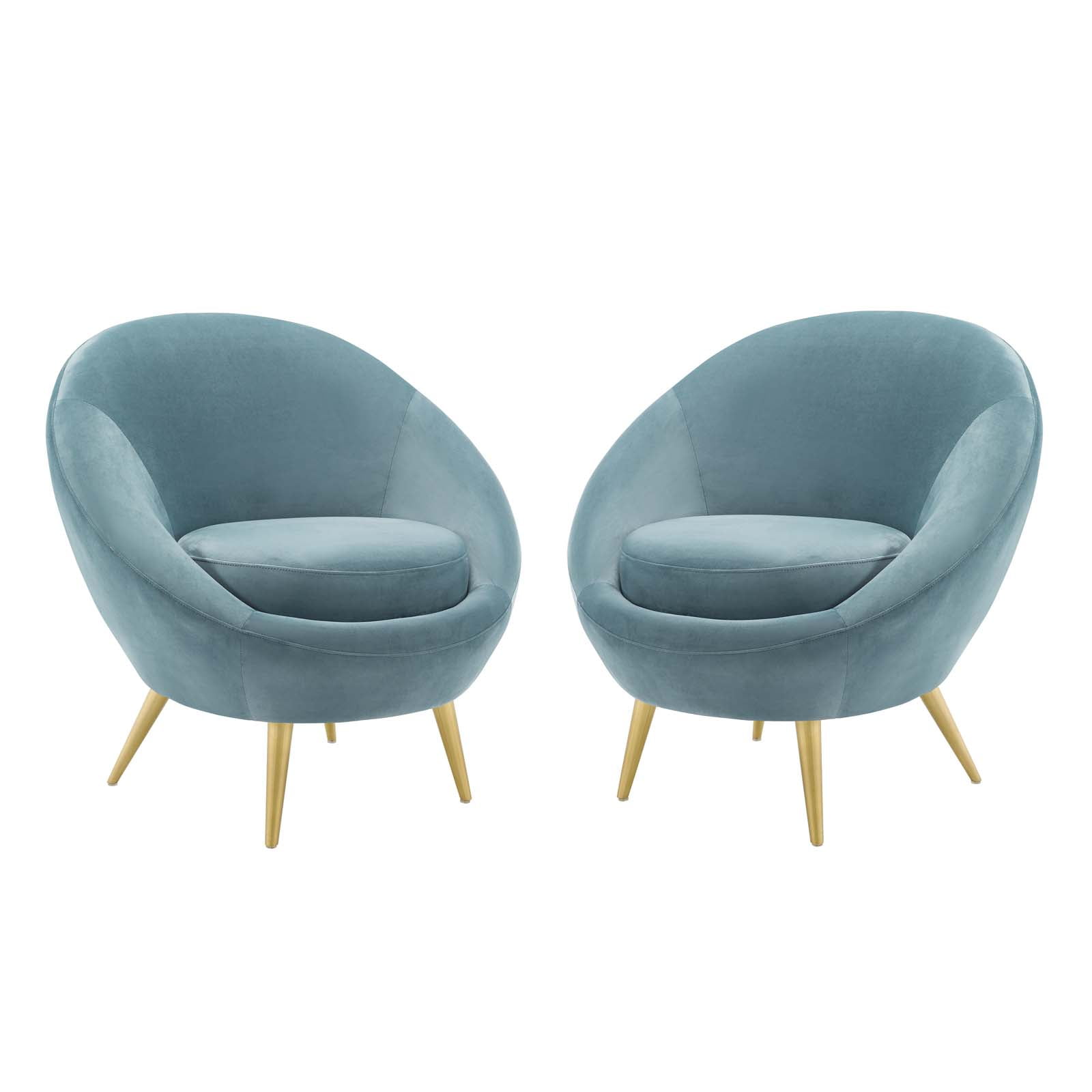 Circuit Modern Accent Chair, Set of 2, Upholstered in Light Blue Velvet ...