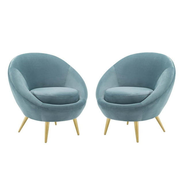 Circuit Modern Accent Chair, Set of 2, Upholstered in Light Blue Velvet ...