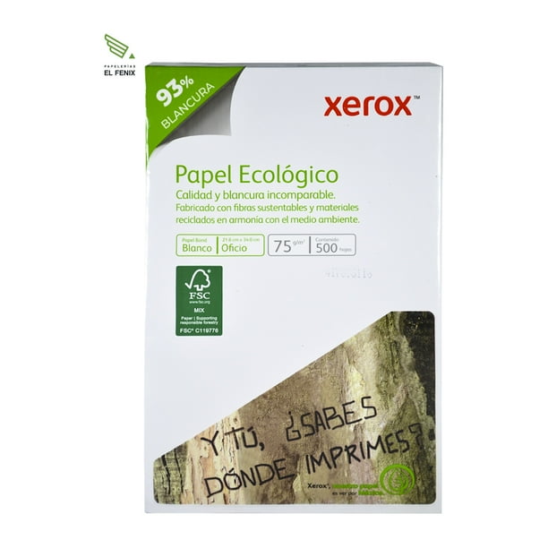 Paquete de Hojas Papel Bond Xerox Tamaño Oficio 500 Hojas 93% Blancura ...