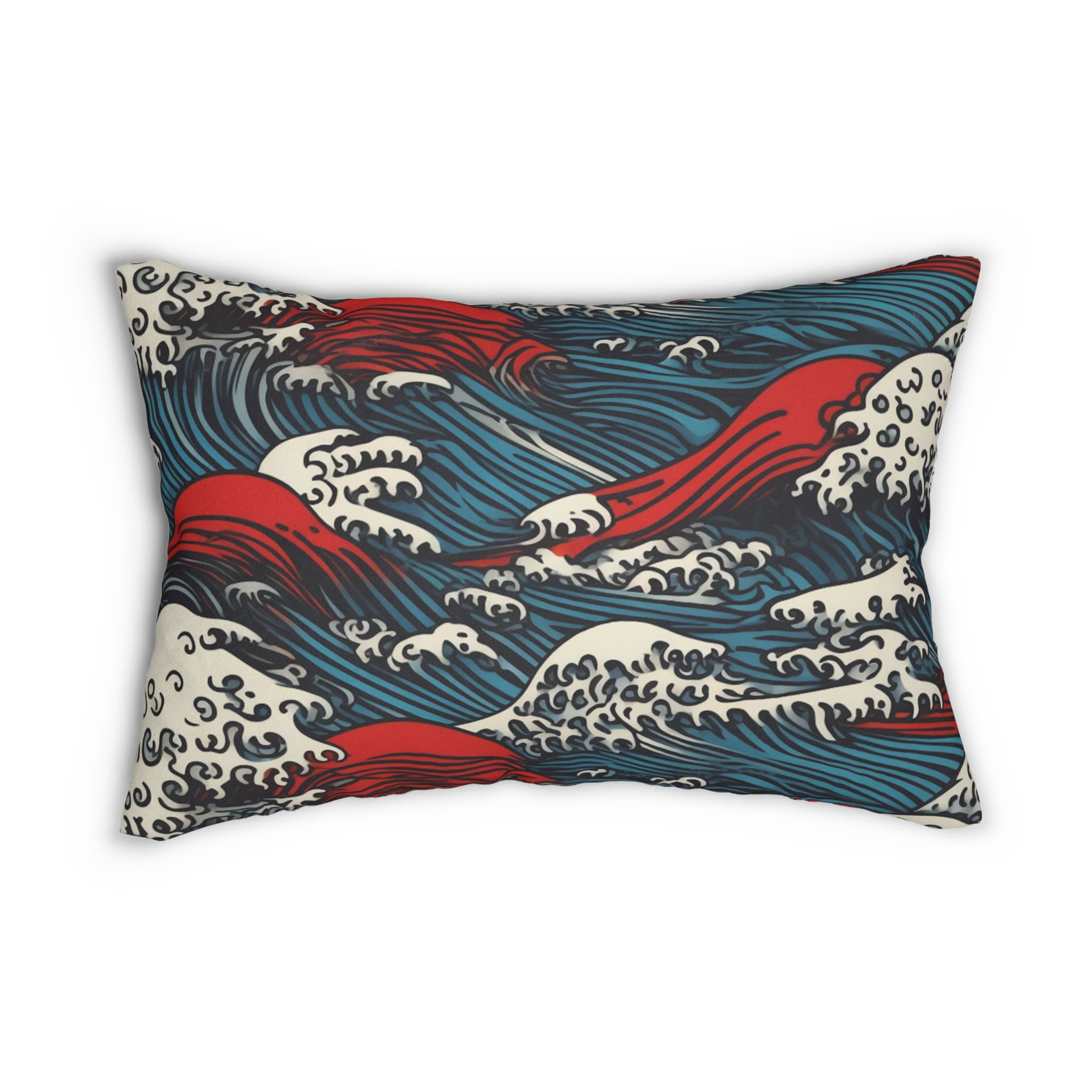 Lumbar Pillow with Japanese Wave Design - Walmart.com