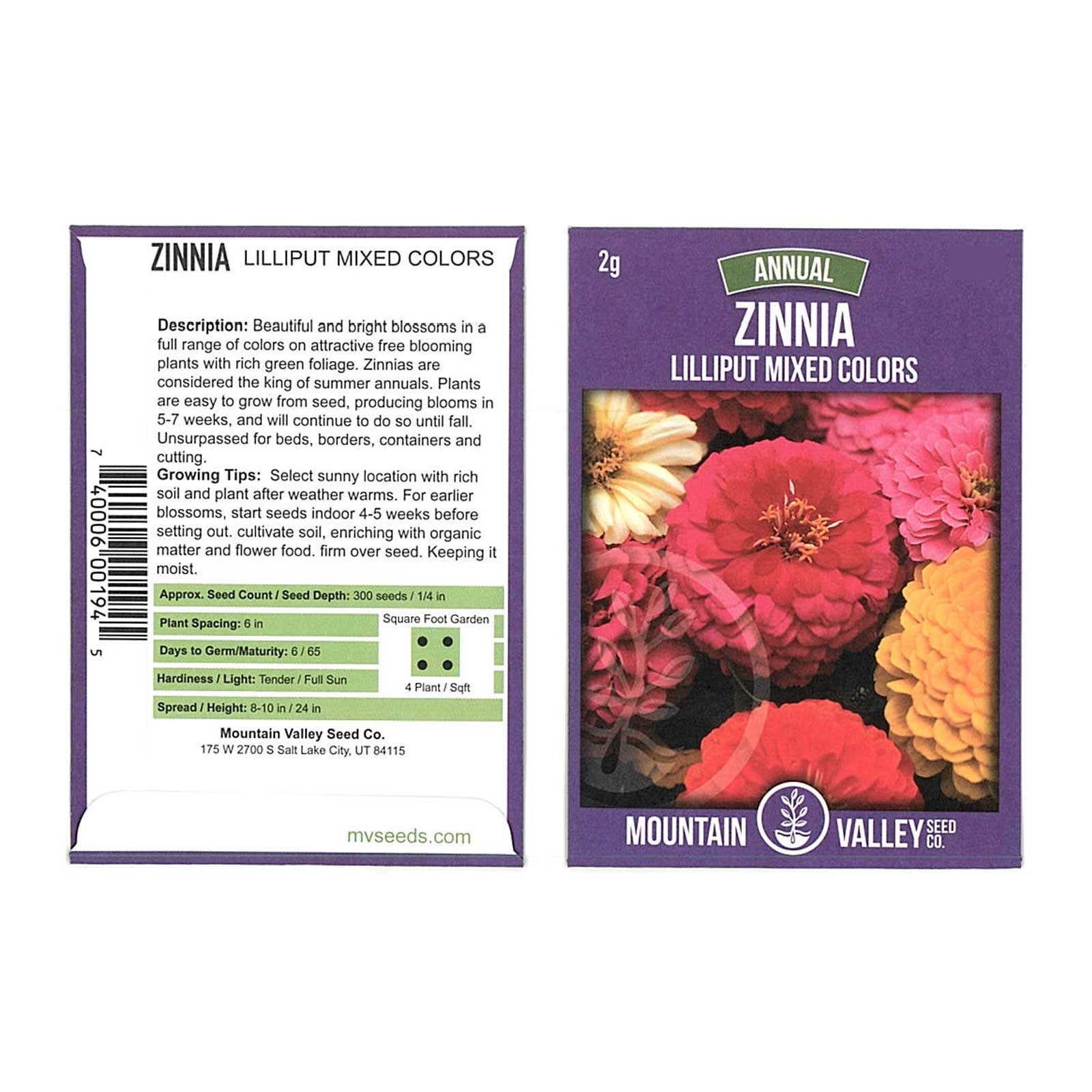 Zinnia Flower Garden Seeds - Lilliput Mix - 2 g Packet - Annual Flower ...