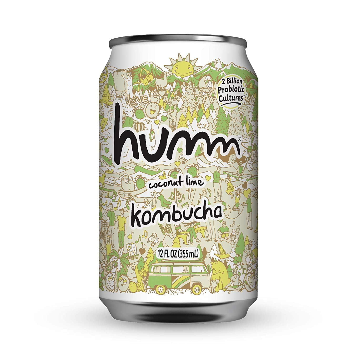 Humm Kombucha Tea, Coconut Lime, Probiotic, 12-Pack, 12oz Can - Walmart.com - Walmart.com