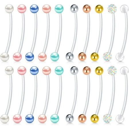 HTWW 14g Pregnant Belly Button Rings Retainers Clear Plastic Maternity ...