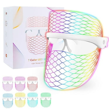 Blue Red Light Therapy Mask for Face, 7 Colors LED Face Mask Light ...
