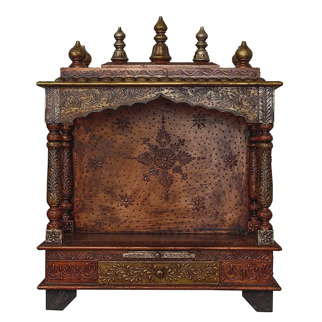 Handcrafted Wooden Temple / Mandir For Home / Pooja Ghar / Brown ...