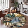 Circle Area Rug, Waterfall Thermos 3 Washable Non-Slip Floor Carpet ...