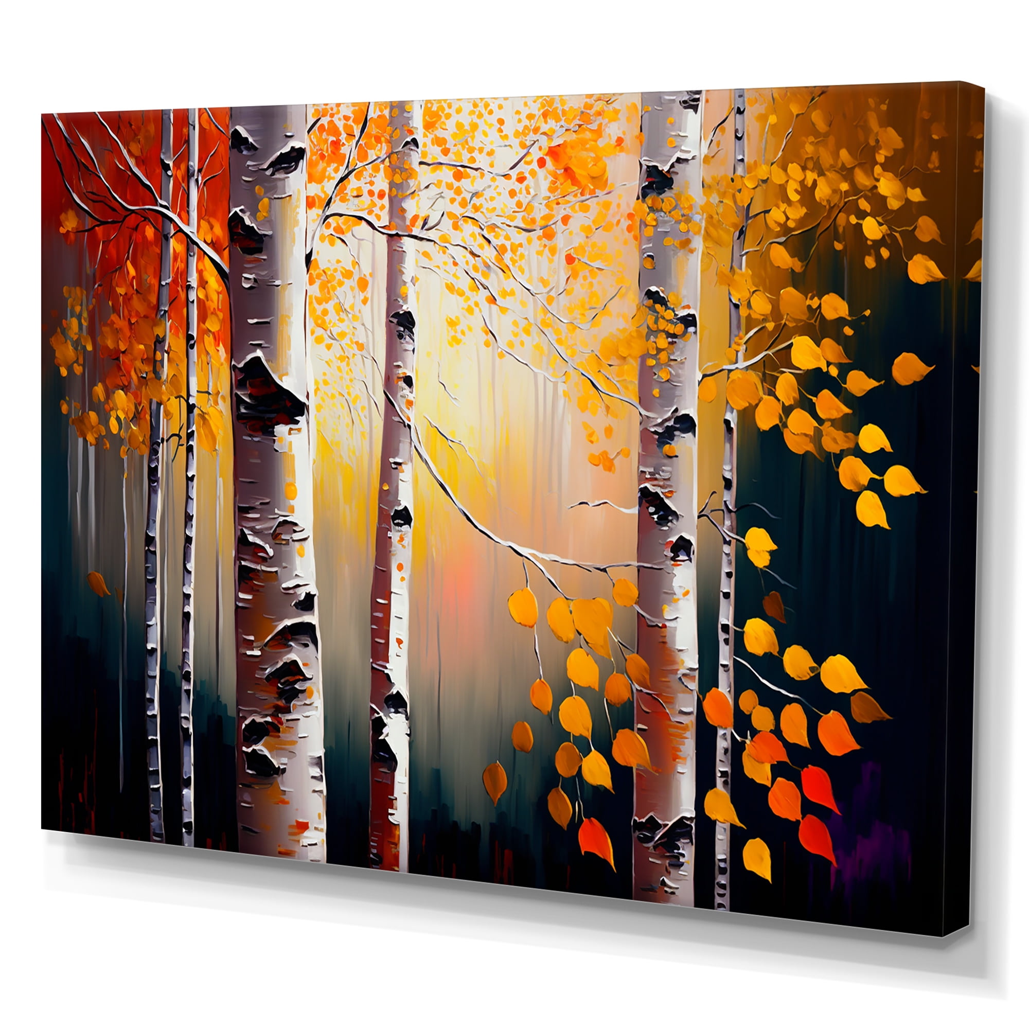 Designart Autumn Birch Trees Forest II Canvas Wall Art - Walmart.com