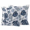 Blue Flower Tropical Palm Leaves Waterproof Throw Pillow Covers Set of ...