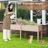 Costway Raised Garden Bed Elevated Fir Wood Planter Box with 2 Large ...