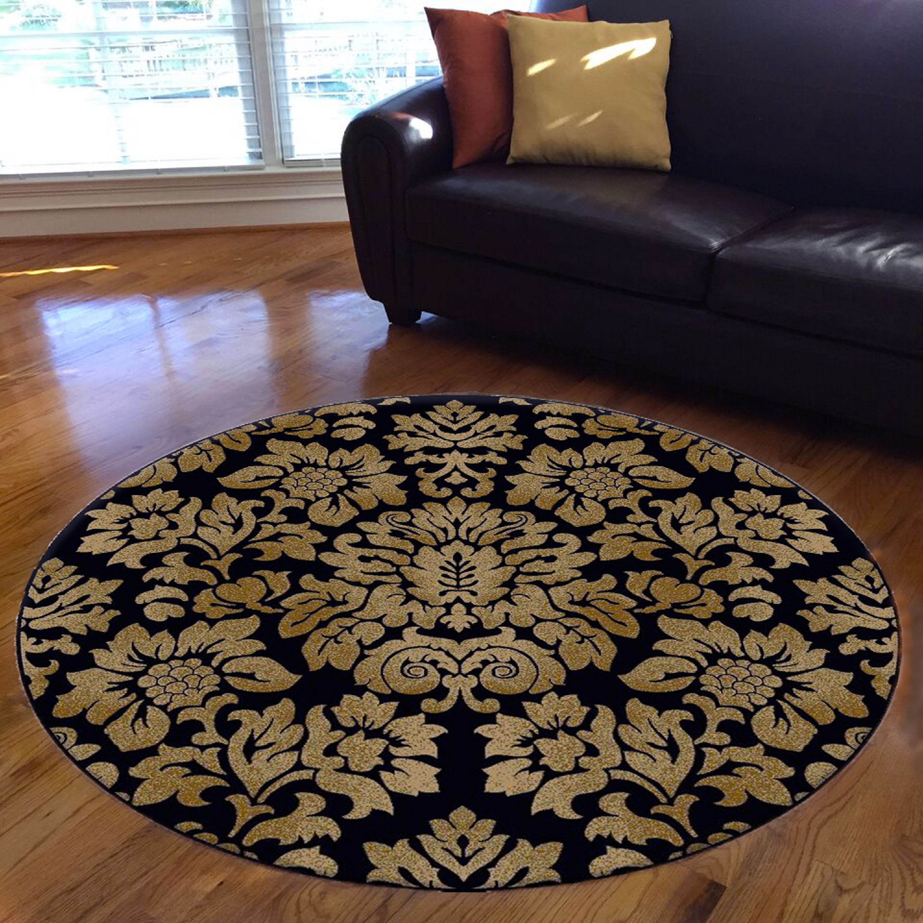 Radici USA 1747 Como Transitional Black Oriental Floral Damask Area Rug ...