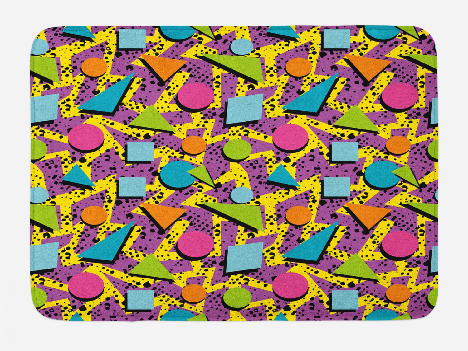Vintage Bath Mat, Funky Geometric 80s Memphis Fashion Style Colorful ...