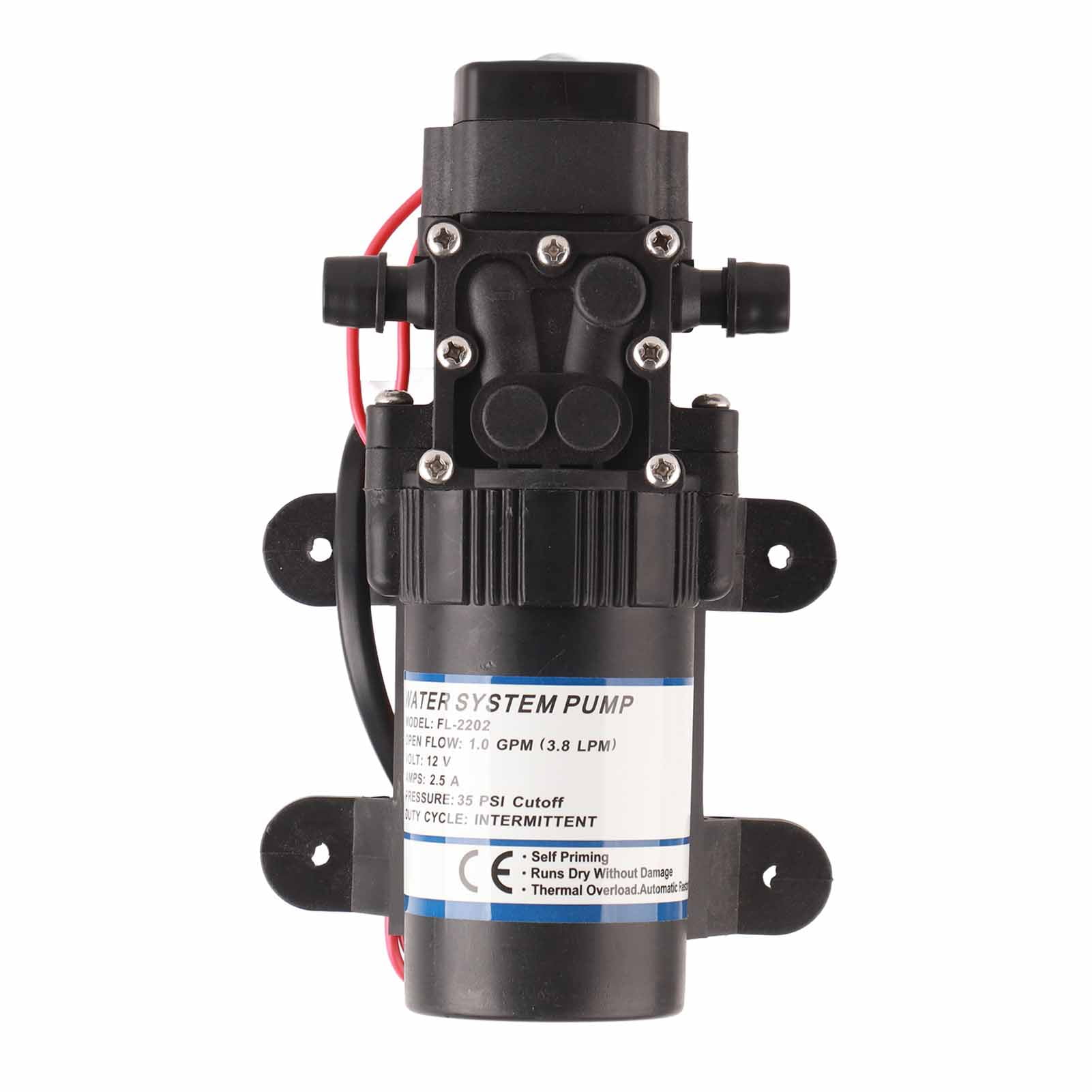 Miniature DC Booster Pump 1.0GPM 2.5A 35PSI Permanent Magnet Motor Self ...