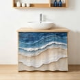 Abstract Wave Cabinet Curtains Texture Blue Beige Gradient Brach Modern ...
