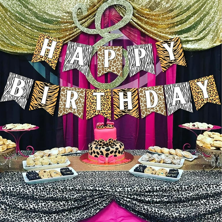 Cheetah Birthday Banner Cheetah Print Birthday Decor Leopard Print