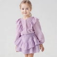 2026 New Girls 2-Piece Casual Outfit Crinkle Cotton Ruffle Long Sleeve ...
