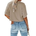 Dellytop Women Half Sleeve Drop Shoulder Solid Color Basic Crop Tops ...